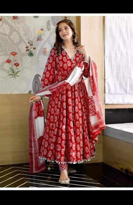 Cotton Fashionable stitched Gown designed long salwar kamez orna For ...