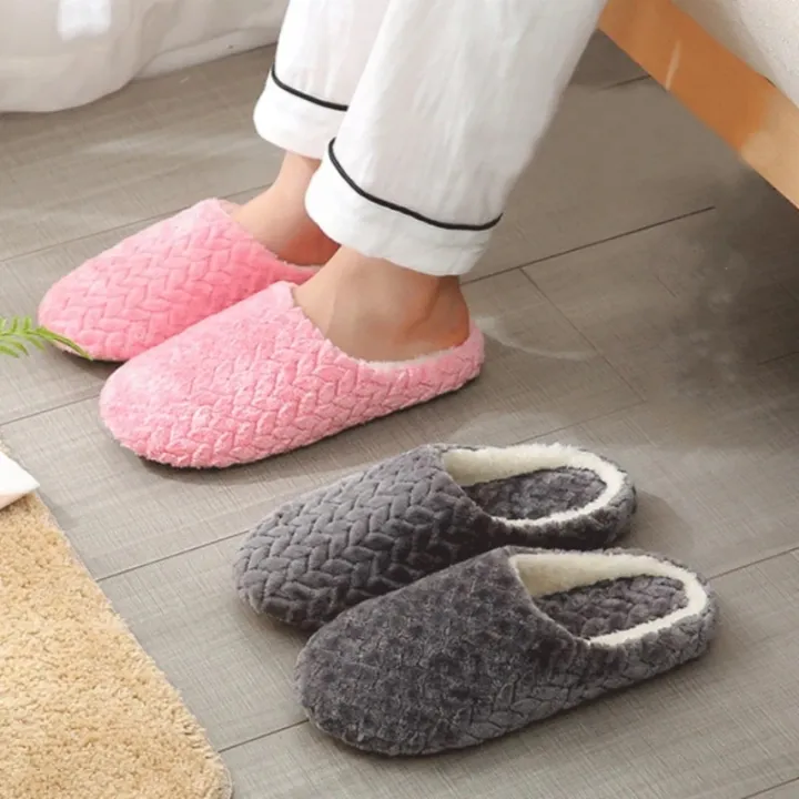 Women Indoor Slippers Warm Plush Lovers Home Slipper Anti Slip Autumn ...