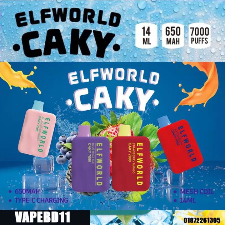 ELF WORLD CAKY 7000 PUFFS DISPOSABLE | Daraz.com.bd