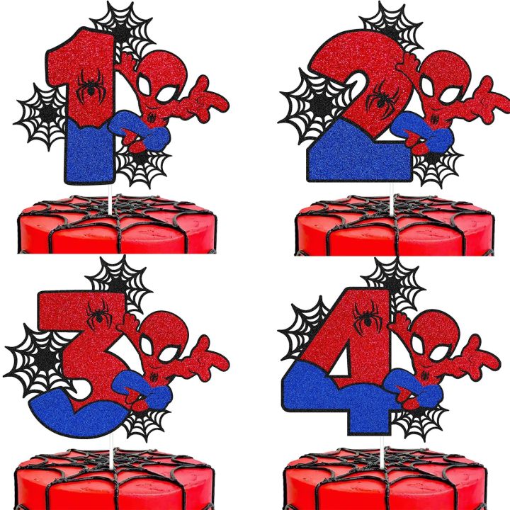 Disney Spiderman Birthday Party Cake Decorations Kids 1 2 3 4 5 6 8th ...