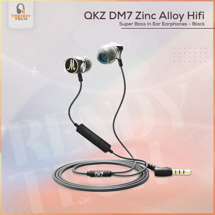 QKZ DM7 Zinc Alloy Hifi Super Bass In Ear Earphones - Black - Headphone ...