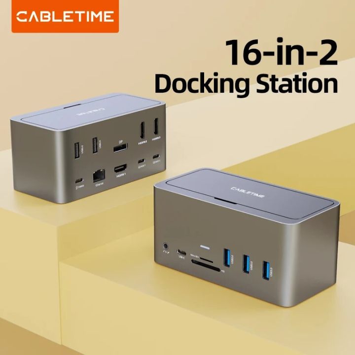 CABLETIME USB Docking Station USB C Hub 4K 60Hz PD100W M.2 SSD ...
