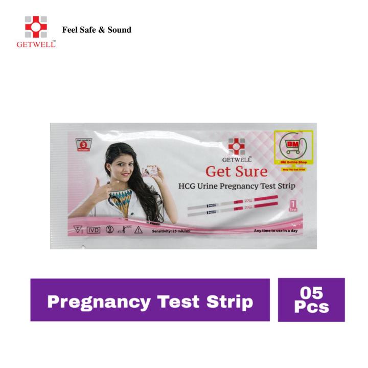 05 Pcs Getwell Get Sure Pregnancy Test Strip - Urine HCG Check | Daraz ...