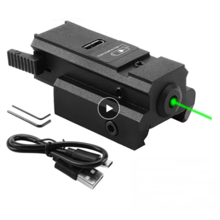 Kırmızı yeşil lazer ışık USB şarj edilebilir silah lazer Sight için ...