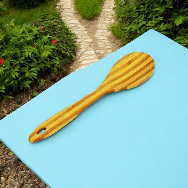 11-Inch Wooden Serving Spoon - Bamboo with Color Step Design, Great for ...