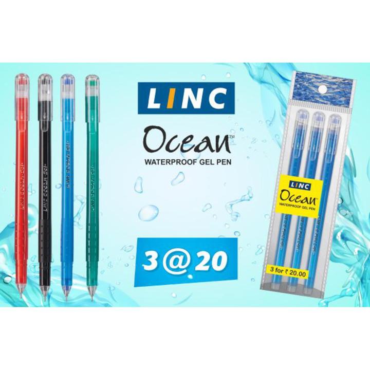 Linc Ocean Classic Colour Gel Pen 3 pes (Black,Blue,Red And Green ...