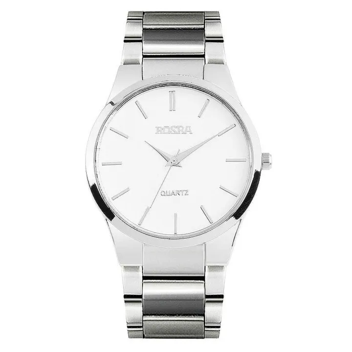 Rosra fashion silver Stainless steel quartz Casual Wrist Watch for man ...