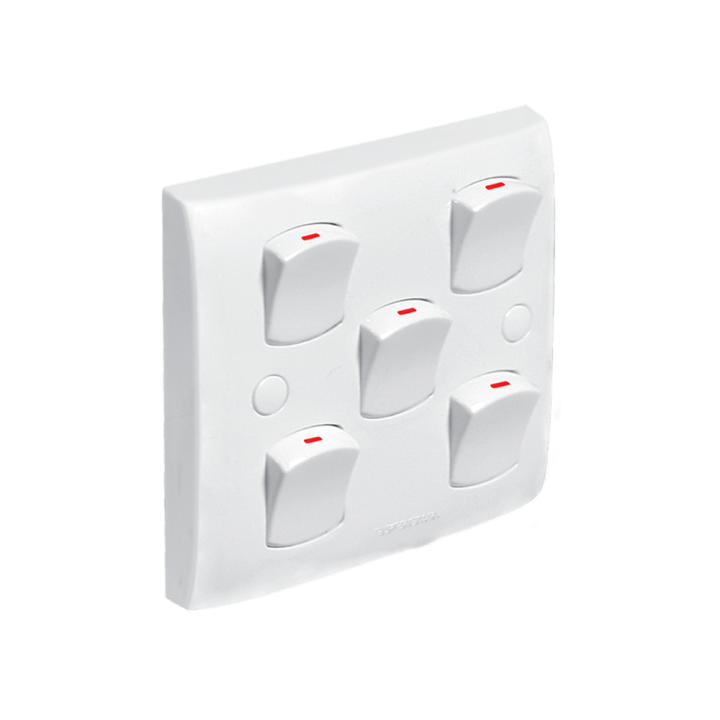 Super Star 5 Gang Slim Switch / Wall Five Gang Switch | Daraz.com.bd