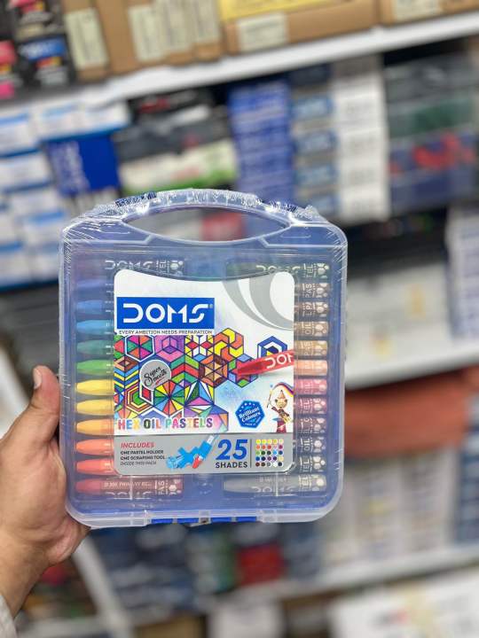 DOMS Super Smooth Oil Pastels with Square Plastic Case - 25 Shades ...