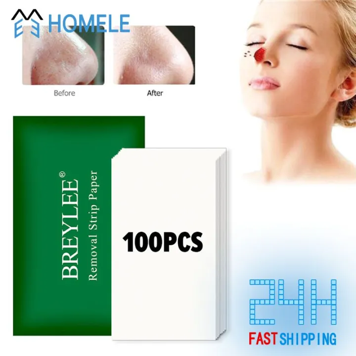 100PCS Nose Paper Blackhead Remover Paper T Zone Care Nose Strips Acne ...