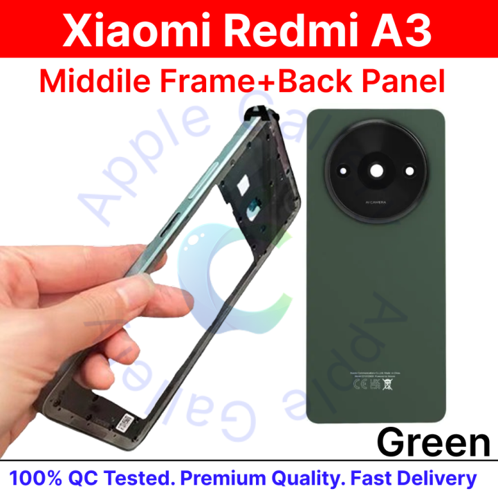For Xiaomi Redmi A3 Side Frame + Back Panel Housing + Camera Glass Back ...