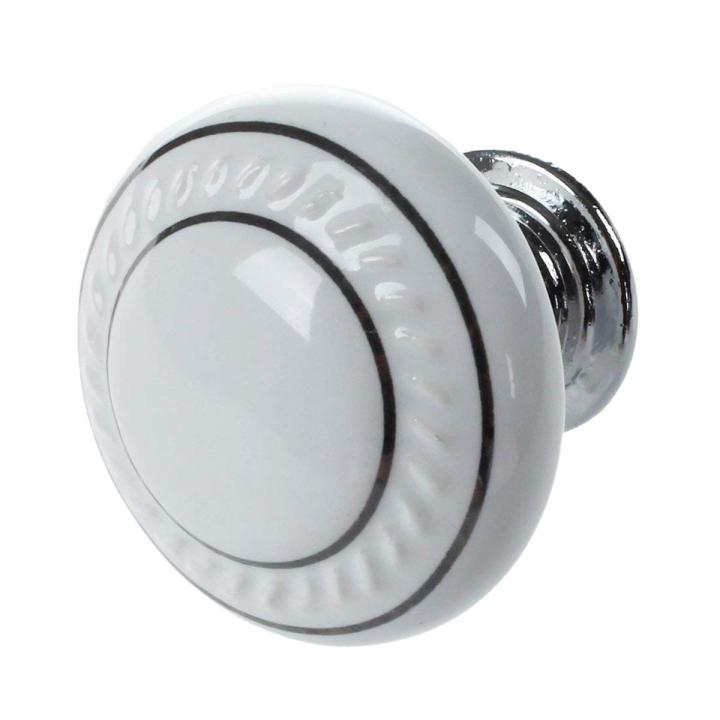 1 x Ceramic Door/Wardrobe/Cabinet/Cupboard Knob Handle Drawer White ...