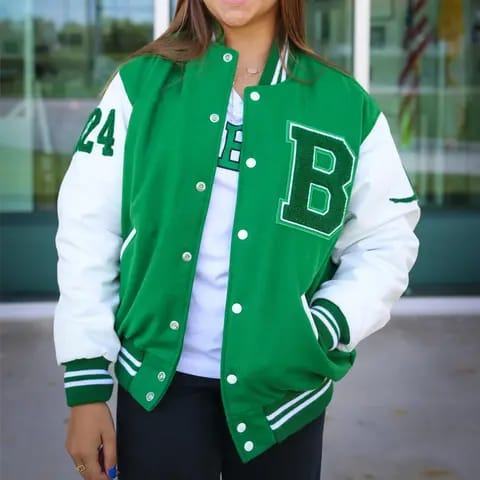 Green and white combination New stylish winter versity Jacket for mens ...