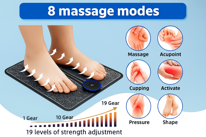 EMS Foot Massage Mat Automatic Electric Physiotherapy TENS Massager for ...
