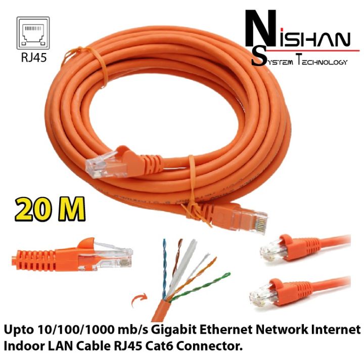 Cat6 Cable 20M Gigabit Ethernet Network Internet Indoor LAN Cable for ...