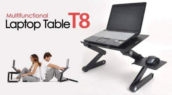 Aluminium Laptop Table T8 with air cooler - Black | Daraz.com.bd