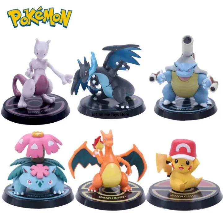 Pokemon Action Figures Mewtwo Pikachu Toy Base Charizard Blastoise ...