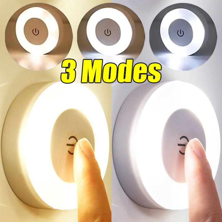 Mini LED Night Lights Portable USB Charged 3 Modes Round Dimmable ...