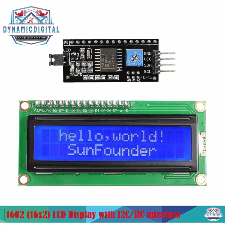1602 (16x2) LCD Display with I2C/IIC interface Adapter Module - Blue ...