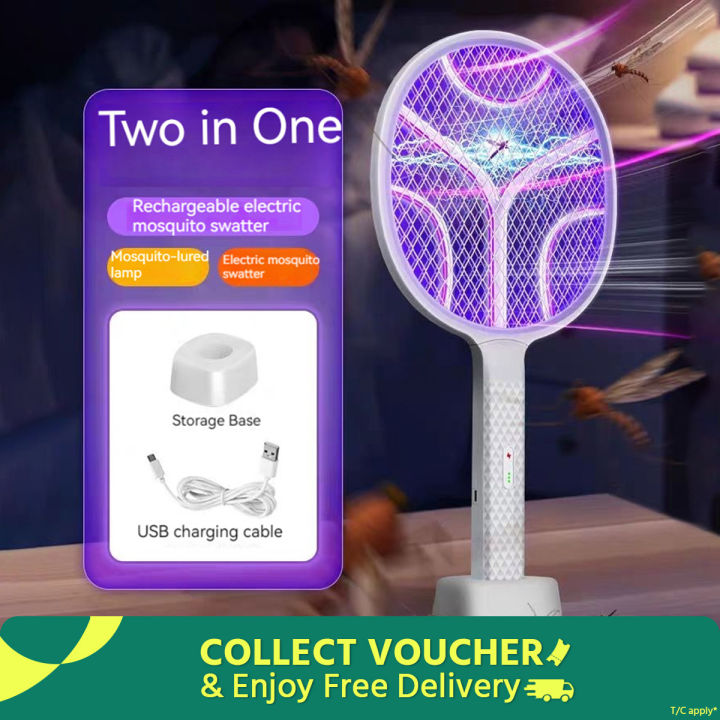 2 in 1 Electric Mosquito Swatter Usb Rechargeable Mosquito Killer Lamp ...