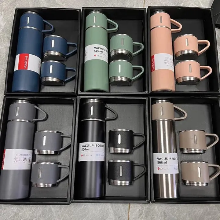 New 304 stainless steel thermos flask set one lid multi-use handle ...