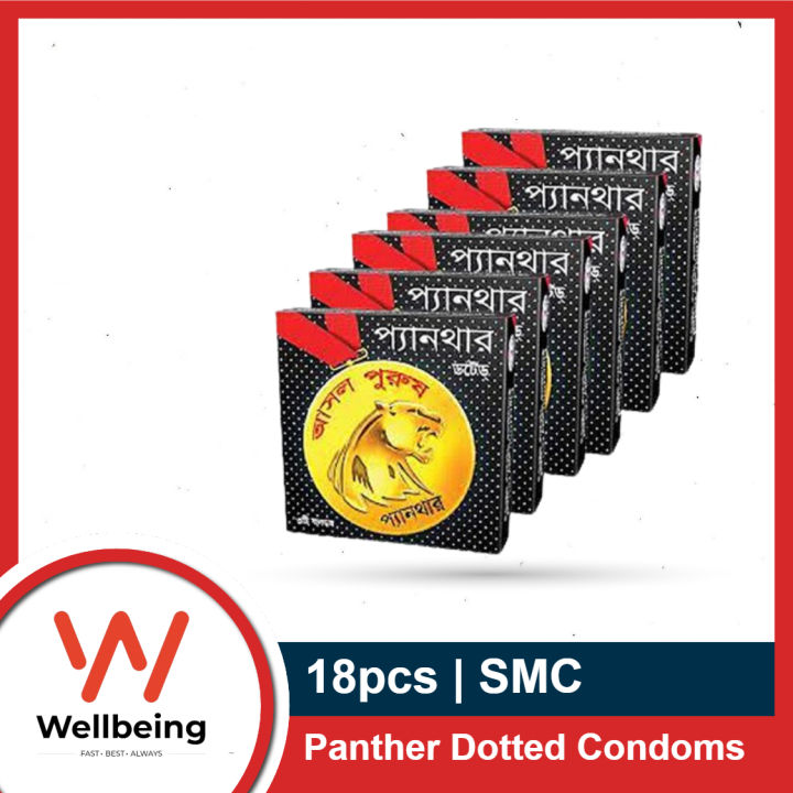 Panther Dotted Condoms for Men | Combo Pack 6x3=18pcs | SMC | Daraz.com.bd