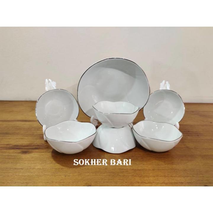 7 Pcs Porcelain Soup Bowl Set, Ceramic Firni bati Set. | Daraz.com.bd