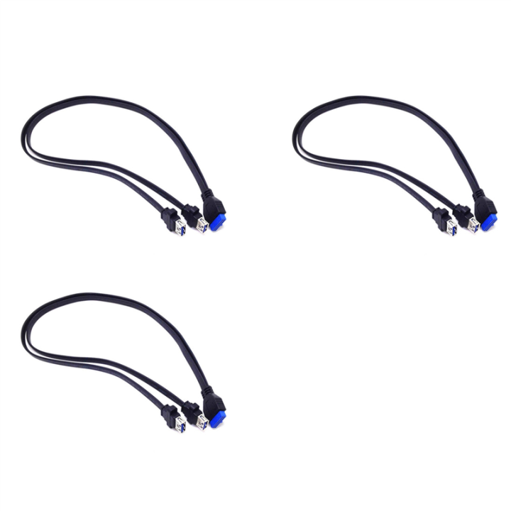 3pcs 0. Dual 2 Port USB 3.0 Front Panel Extension Cable A Type Female ...