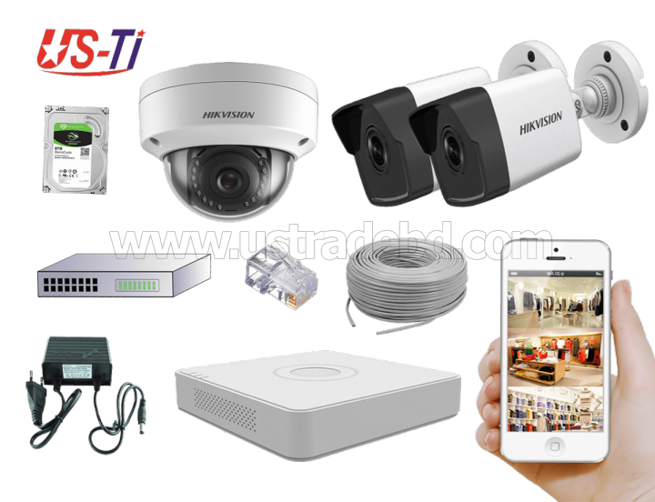 4MP IP Hikvision 3pc camera Package | Daraz.com.bd