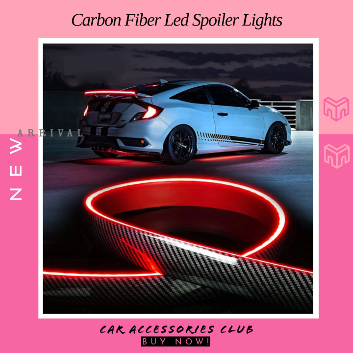 Carbon Fiber Led Spoiler Lights 130CM Universal Auto Driving Brake Turn ...
