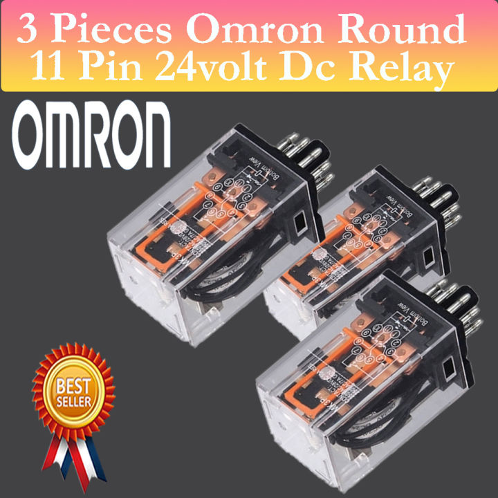 3 Pieces Omron DC 24V 10A Coil Round 11 Pin MK3P-I Power ...