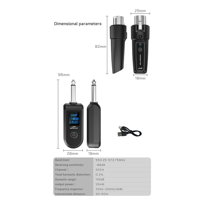 XLR Wireless Microphone System With Noise Reduction - 2.4G Transmitter ...