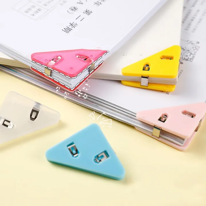 【Quality】 20pcs Creative Triangle Clip Bill Clip Book Paper Corner Clip ...