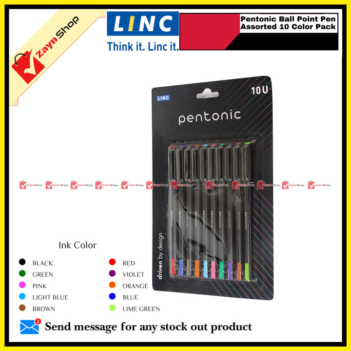 Linc Pentonic Ball Point Pen Assorted 10 Color Pack | Daraz.com.bd