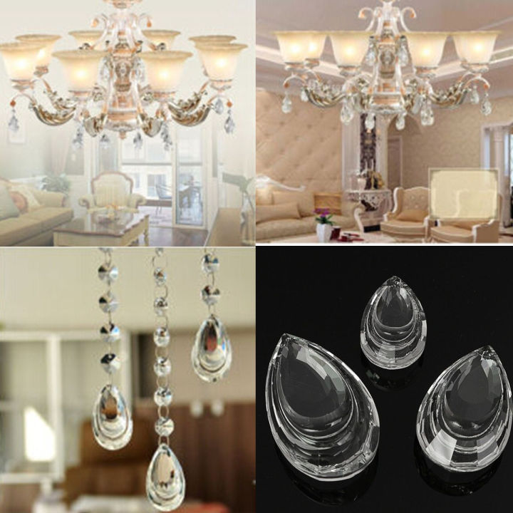 Decor Living 1PC Crystal Clear Chandelier Glass Lamp Prisms Parts ...