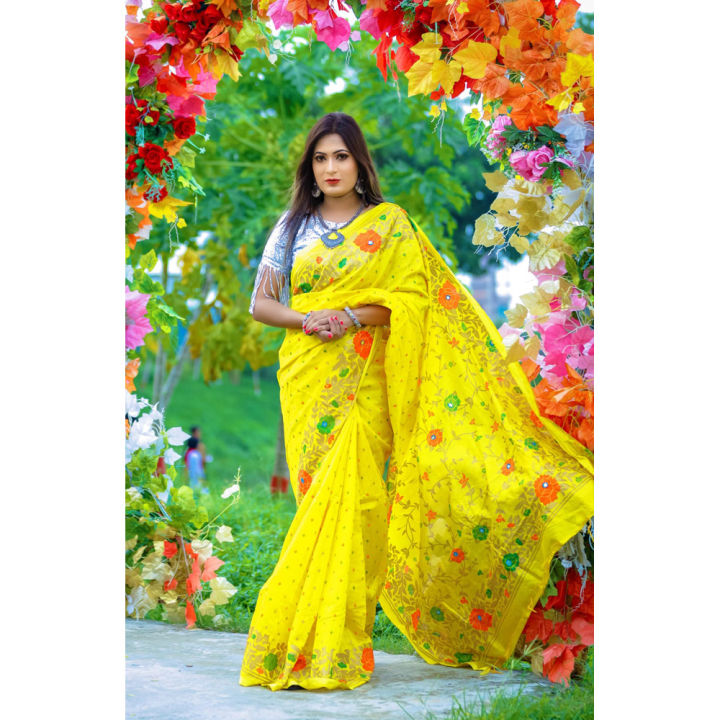 Exclusive Design Block Print Work Eid Shari Dhupiani Silk Shari For ...