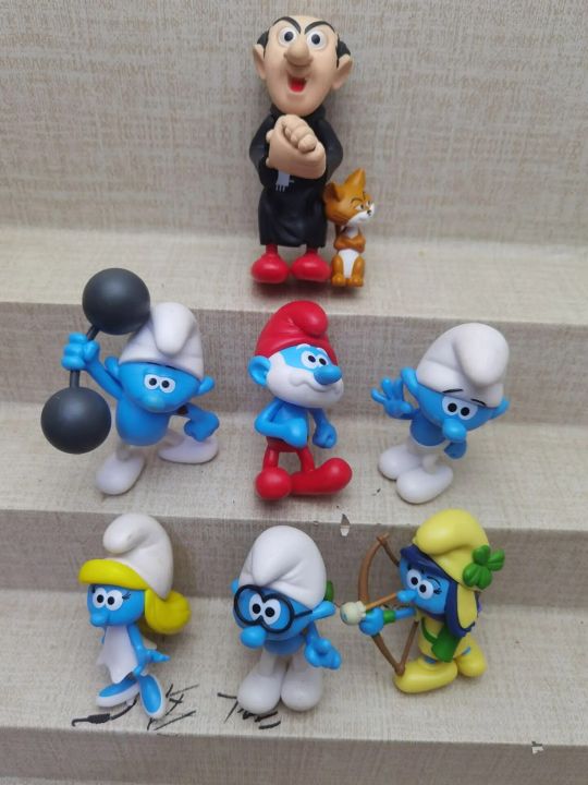 1pcs Anime Cartoon Kawaii S blue elves dolls murfs Figure Doll Model ...