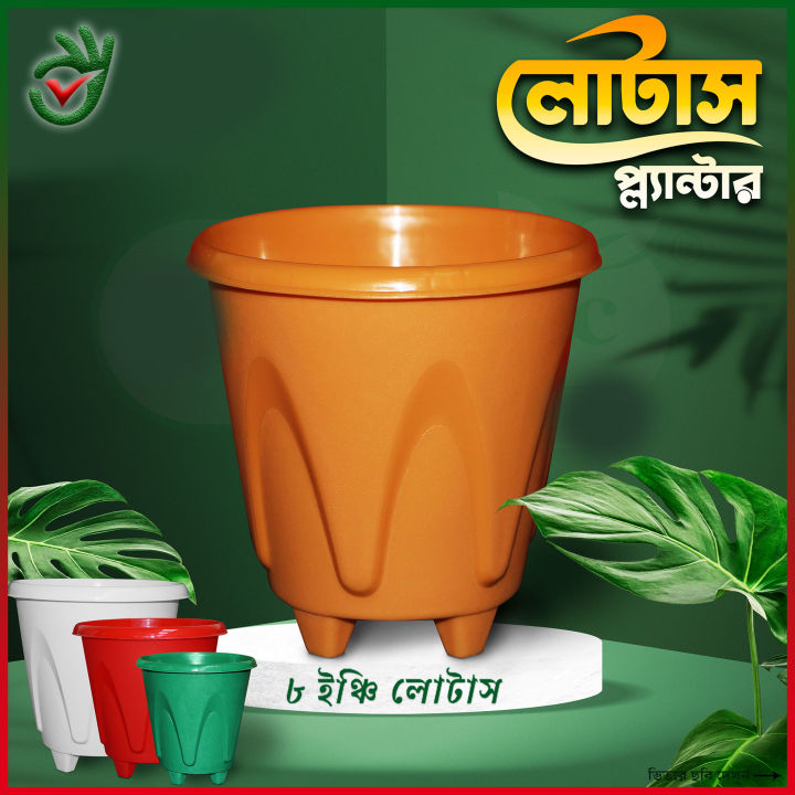 Lotus Planter 8 inch plastic flower tub 10 pieces combo pack, Tob for ...