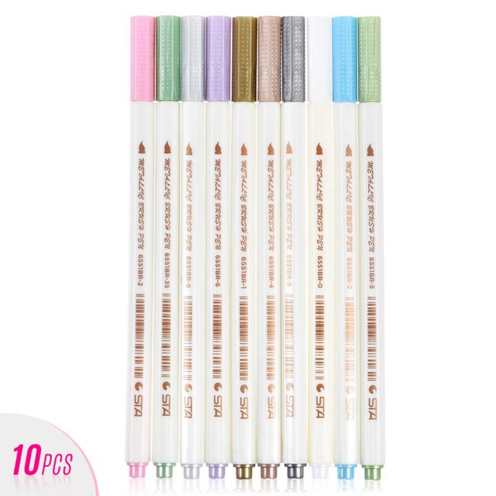 STA Pen Metallic Painting Pen Set of 10 Pcs Art Fine Tip Colored Pen ...
