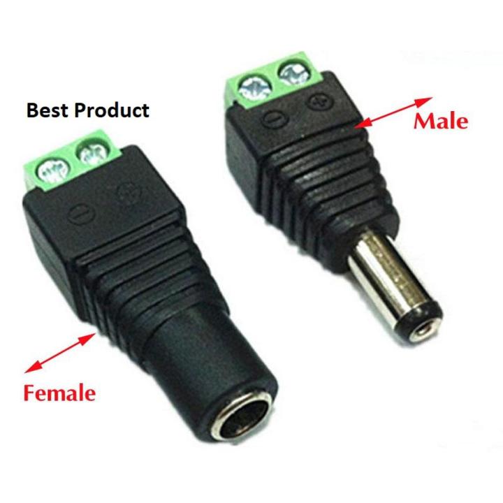 Male Female 2.1x5.5mm DC Power Plug Jack Adapter Connector Barrel Type ...