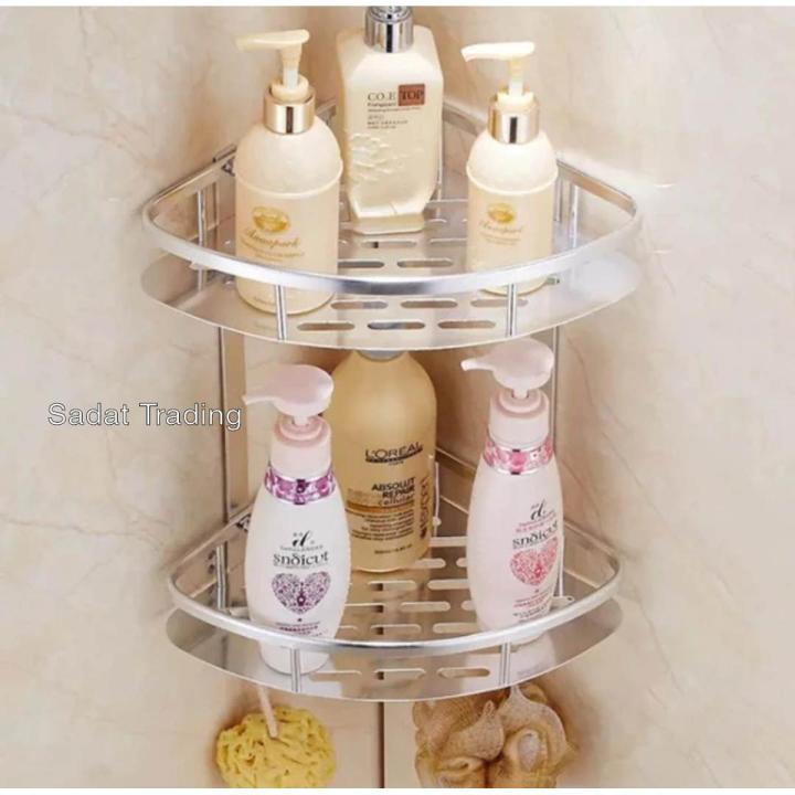 2 Layer Aluminium Bathroom Corner Triangle Rack / Corner Shelves ...