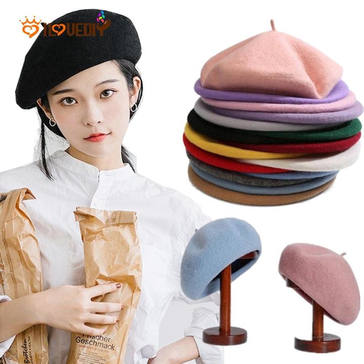 Women Elegant Berets Hat/Fashion Solid Color Caps/Painter Style Hat ...