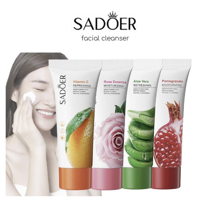 SADOER Vitamin C Facial Cleanser Rose Aloe Vera Face Wash Natural Moisturizing Deep Cleaning ...
