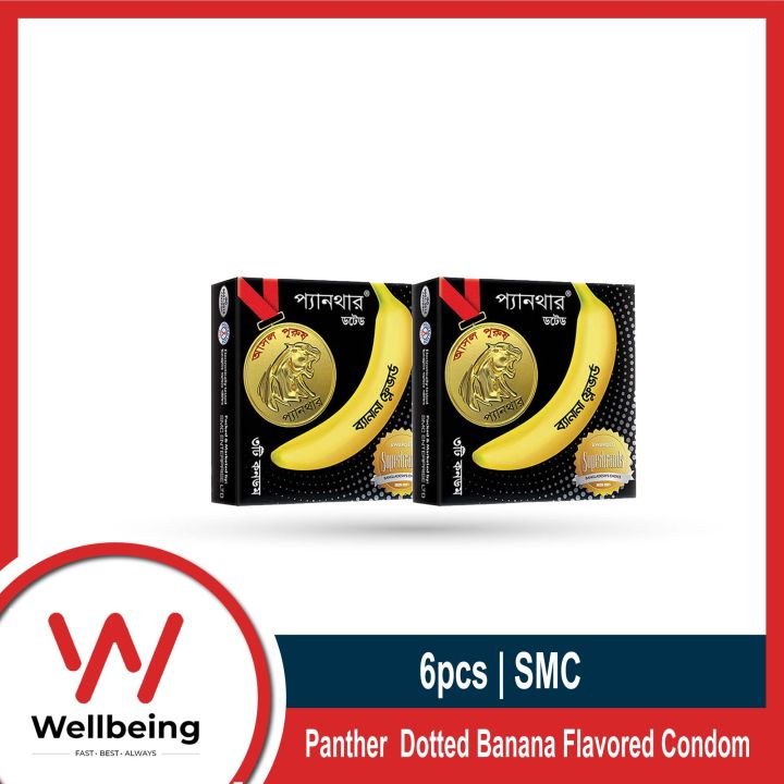 Panther - Dotted Banana Flavored Condom - Combo Pack - 2 Packs - 3x2=6pcs | Daraz.com.bd