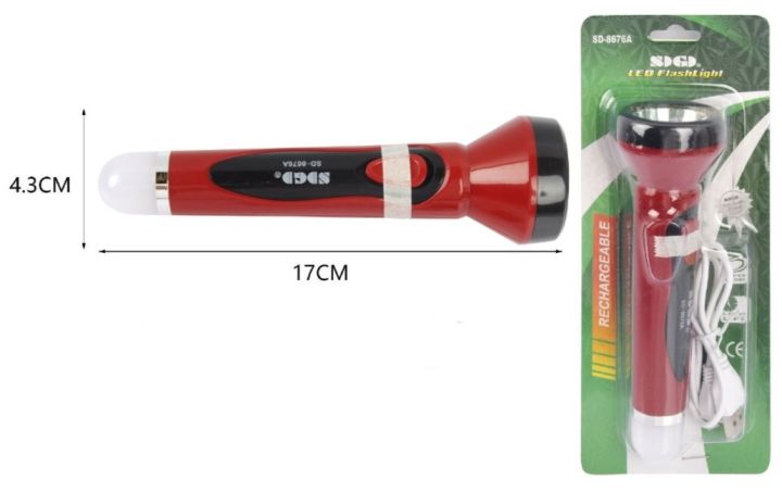 SD 8676A Rechargeable 2 Mode LED Torch Light With USB Cable | Daraz.com.bd