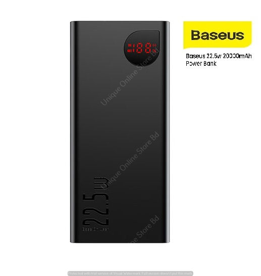 Baseus 20000Mah adaman 22.5w 20000mah Metal Body Quick charge Power Bank Digital Display with 6 ...