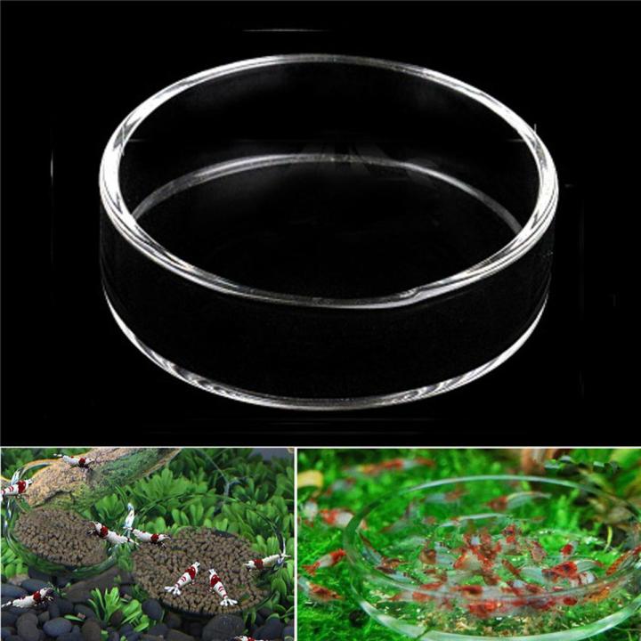 Clear Glass Shrimp Feeding Food Dish Feeder Tray Round Container ...