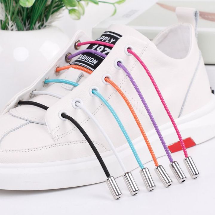 Couple Elastic Free Metal Capsule Shoelace for Lazy People Simple round ...