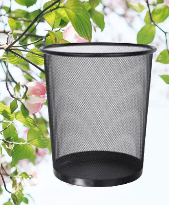 Mesh Waste Bin Lightweight Sturdy Scratch-resistant Dia250xH275mm Black ...