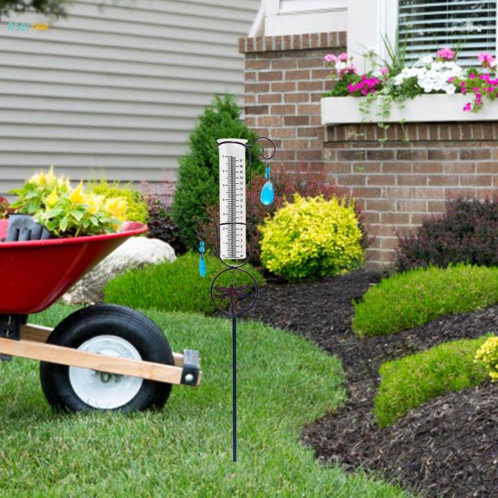 Iron Spiral Rain Gauge with Metal Frame,Easy to Read,Garden Rain Water ...